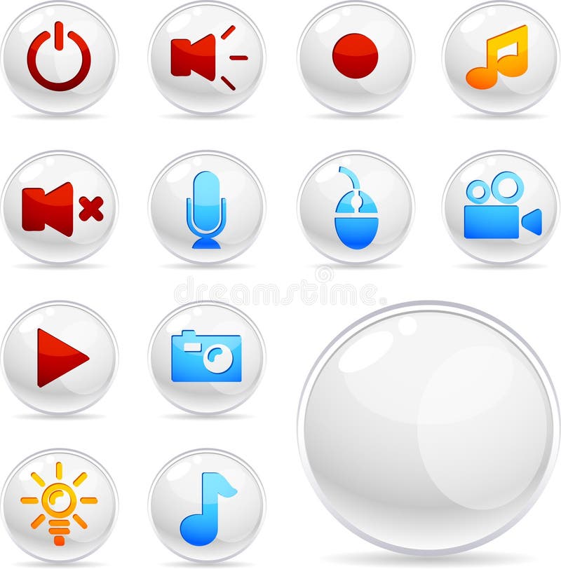 Blue Digital Media Art Icons Stock Vector - Illustration of broadcast ...