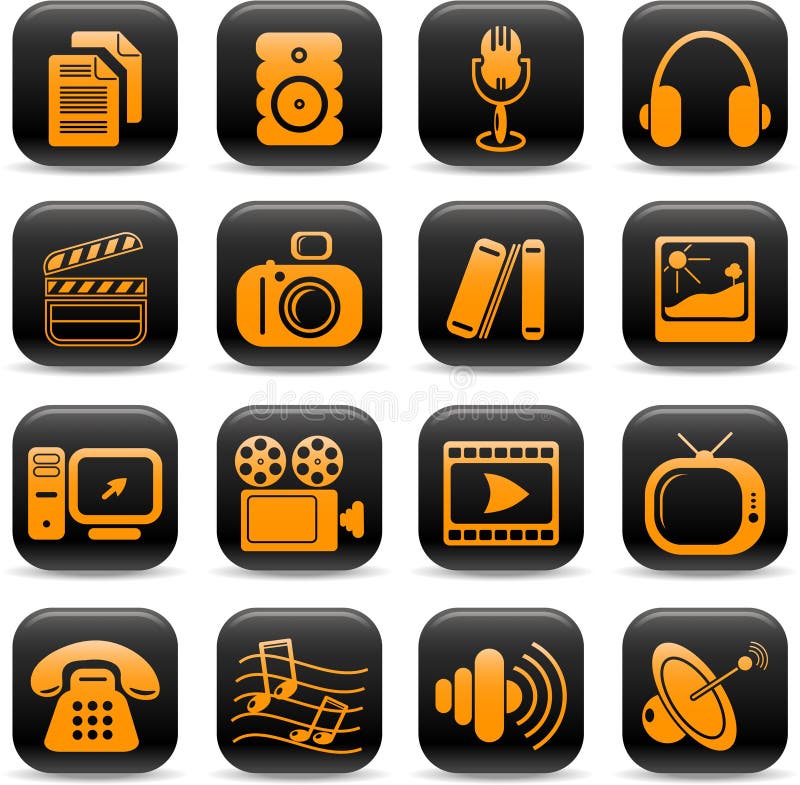 Media icons stock vector. Illustration of buttons, communications - 8667048