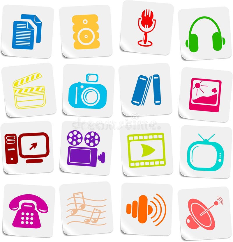 Multimedia icons stock vector. Illustration of button - 13851712