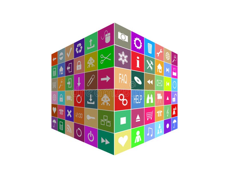 Media Icons Cube stock vector. Illustration of symbol - 107928164