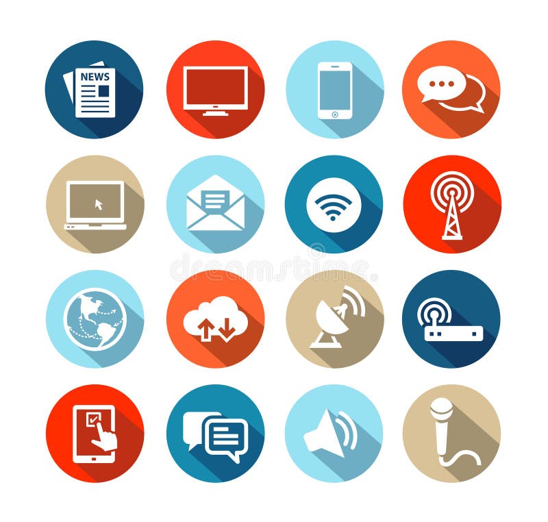 Vector Mass Media Icons Set Stock Vector - Illustration of business ...