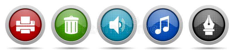 Media Icons, Miscellaneous Buttons Such As Printer, Trash Can, Speaker ...