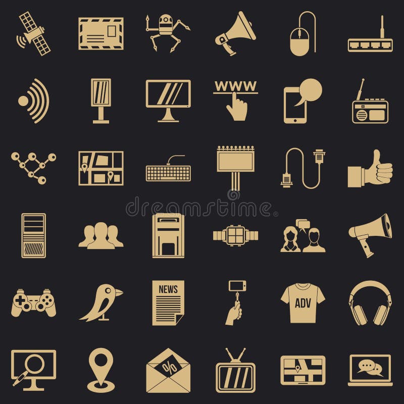 Media Icons Set, Simple Style Stock Vector - Illustration of element ...