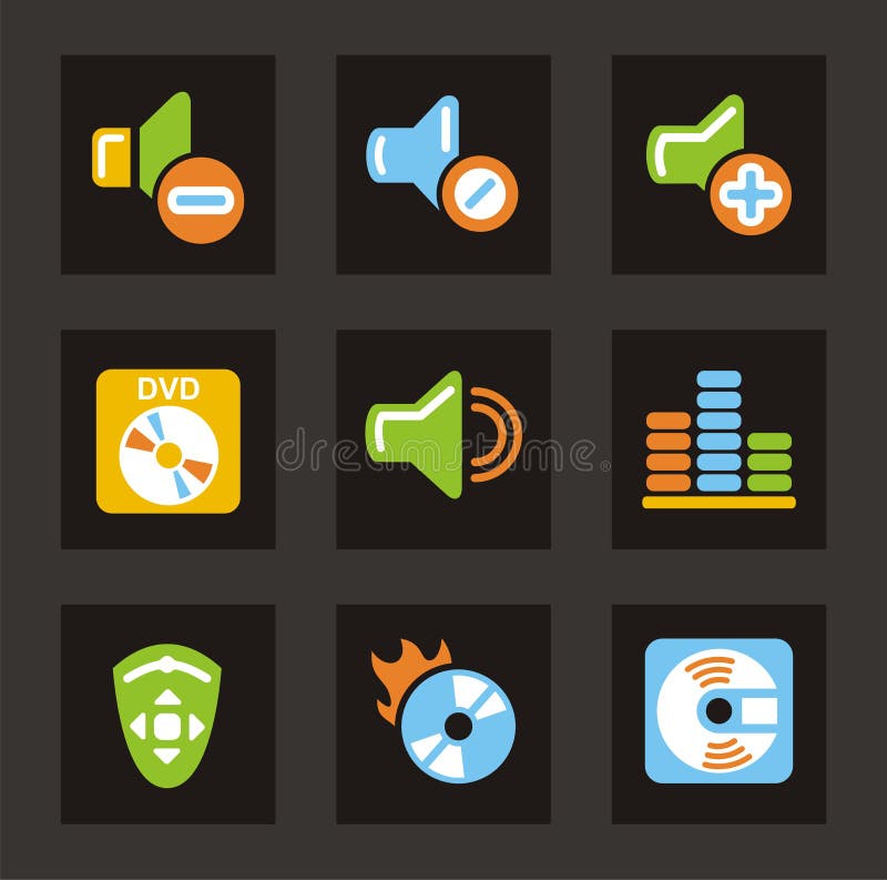 Media Icons - Sound stock illustration. Illustration of burn - 2036298