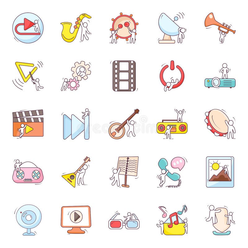 Media Interface Doodle Vectors Pack Stock Vector - Illustration of ...