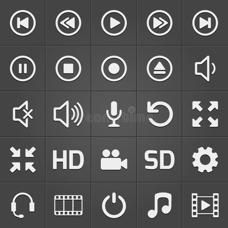 Media Interface Icon on Black Background. Vector Stock Vector ...