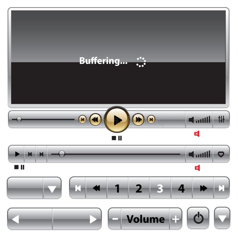 Media Player Buttons Blue Interface Template Vector Illustration Design ...