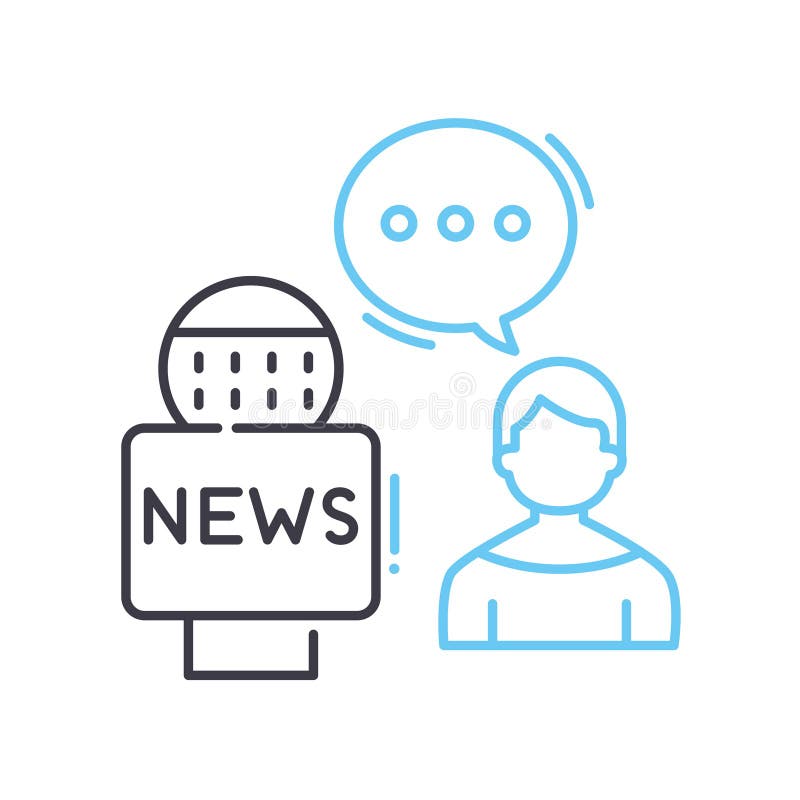 Media Interview Line Icon, Outline Symbol, Vector Illustration, Concept ...