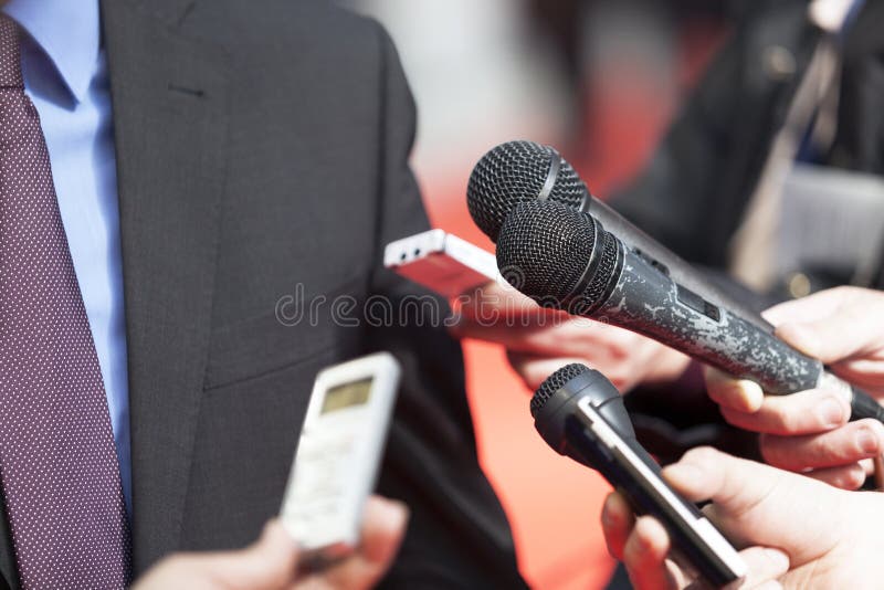Media interview stock image. Image of press, sound, communication ...