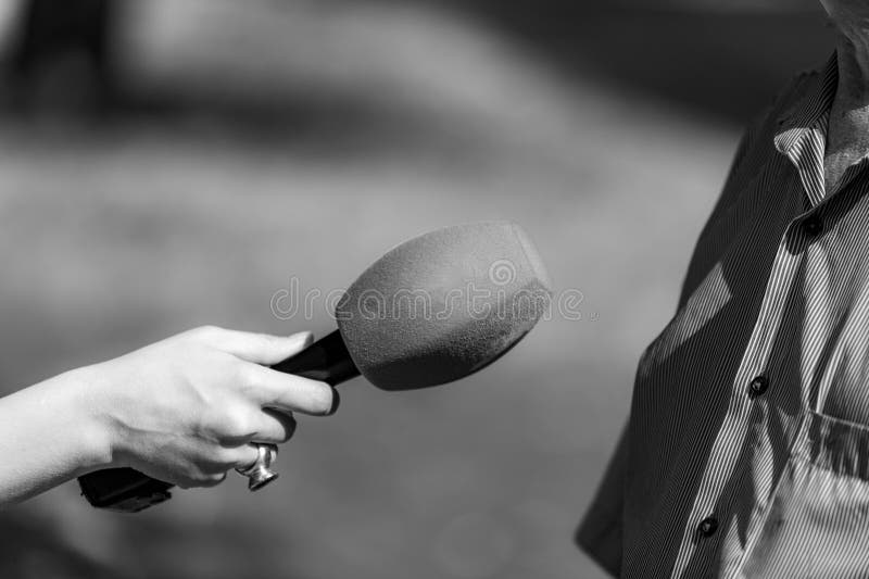 Media Interview Outdoors stock image. Image of television - 269861391
