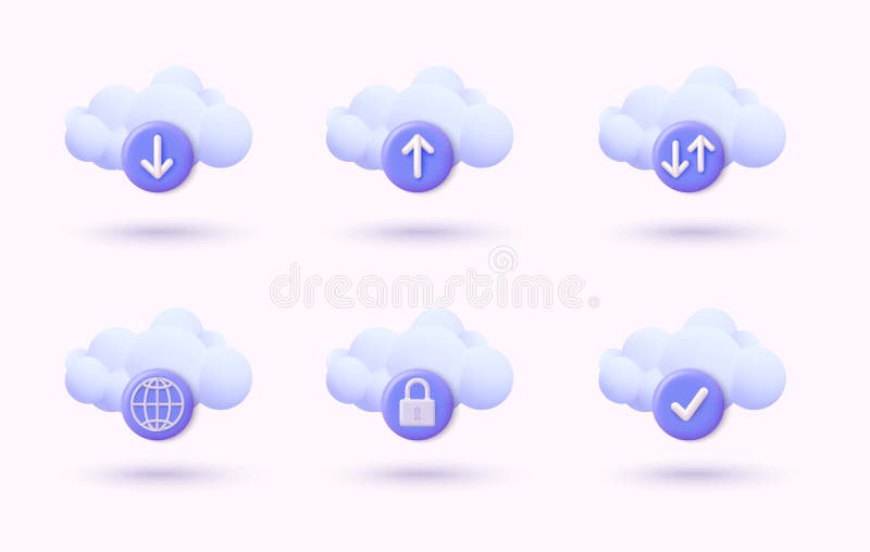 Media Loading, Data Transfer, Cloud Storage and Cloud Computing. Icons ...