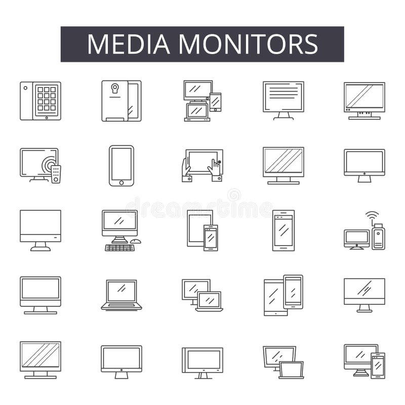 Media Monitors Line Icons for Web and Mobile Design. Editable Stroke ...