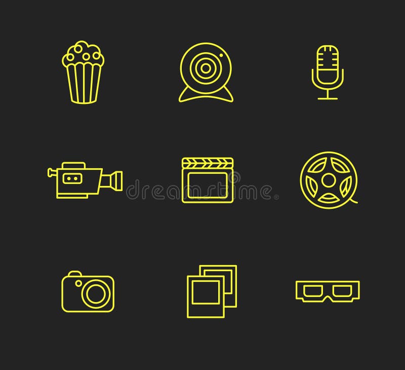 Media or Multimedia Icon Set Stock Vector - Illustration of audio ...