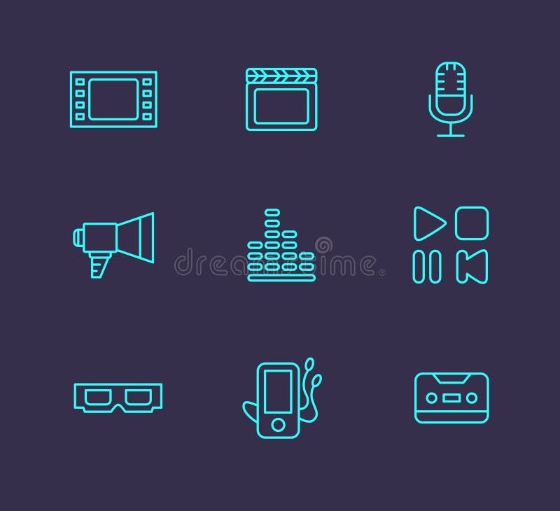 Media or Multimedia Icon Set Stock Vector - Illustration of vector ...