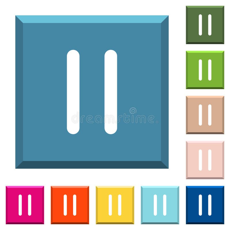 Media Pause White Icons on Edged Square Buttons Stock Vector ...