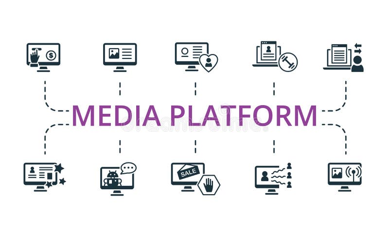 Media Platform Set Icon. Editable Icons Media Platform Theme Such As ...