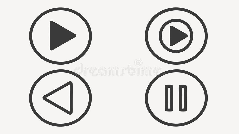 Media Playback Control Buttons, Audio Video Interface, Vector Design ...