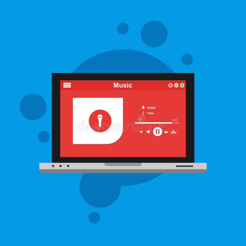 Media Player Application, App Template with Flat Design Style for ...