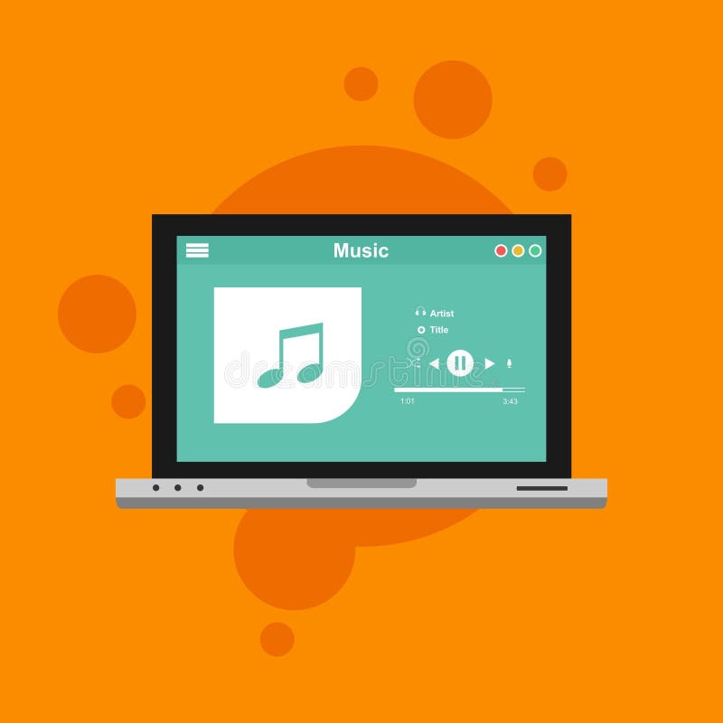 Media Player Application, App Template with Flat Design Style for ...