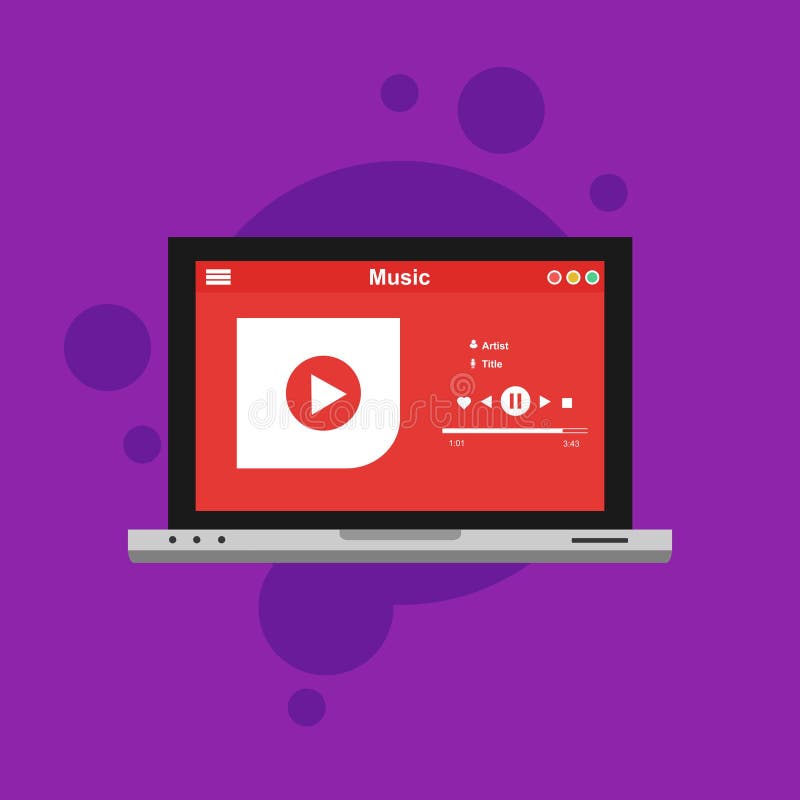 Media Player Application, App Template with Flat Design Style for ...