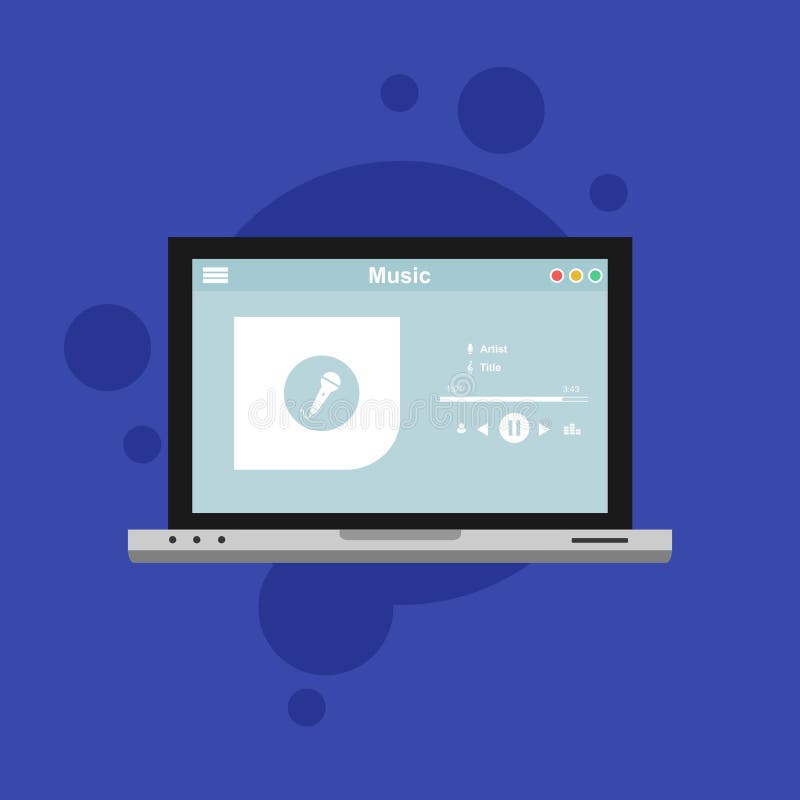 Media Player Application, App Template with Flat Design Style for ...