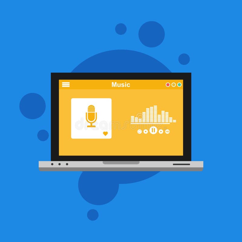 Media Player Application, App Template with Flat Design Style for ...