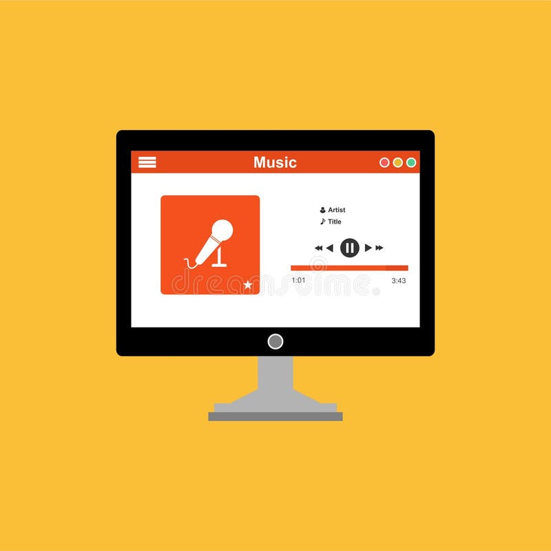 Media Player Application, App Template with Flat Design Style for ...