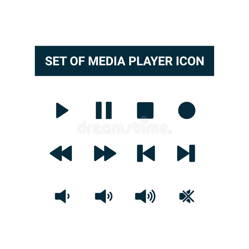 Media Player Button Icon Flat Design Vector Template Stock Vector ...