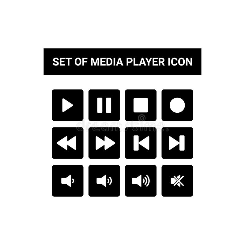 Media Player Button Icon Flat Design Vector Template Stock Vector ...