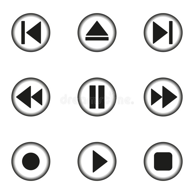 Media Player Button Icons. Multimedia Control Symbols. Vector ...