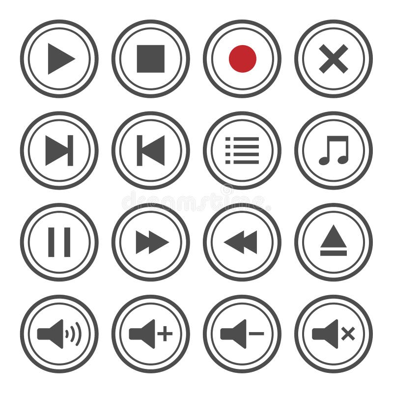 Media Player Button Icons Set Stock Vector - Illustration of audio ... Media Player Button Icons Set Stock Vector - Illustration of audio ...