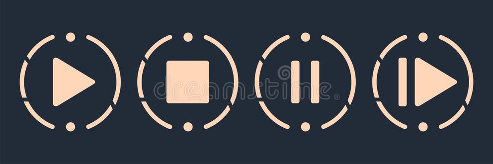 Media Player Button Icons Set. Play and Pause Buttons Stock Vector - Illustration of black ...