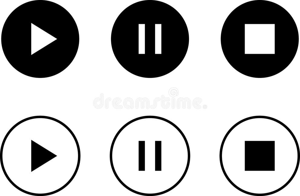 Media Player Button Icons Set. Play, Pause, Rewind, Back, Forward Icon. Ui Elements. Music Video ...