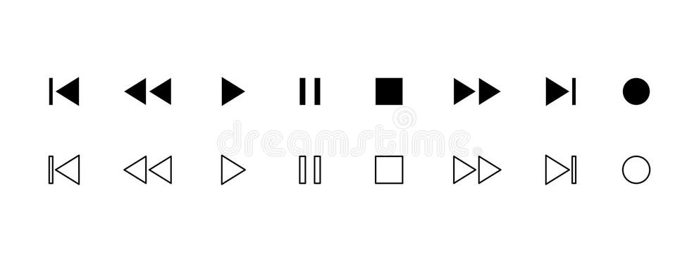 Media Player Button Icons Set. Play, Pause, Rewind, Back, Forward Icon. Ui Elements. Music Video ...