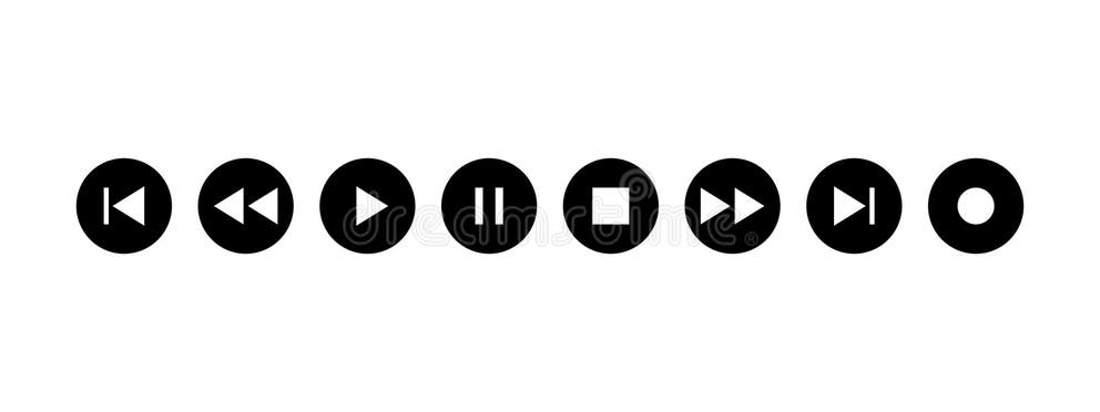 Media Player Button Icons Set. Play, Pause, Rewind, Back, Forward Icon. Ui Elements. Music Video ...