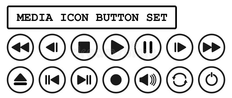 Media Player Button Icons Vector Set. Stock Vector - Illustration of ...
