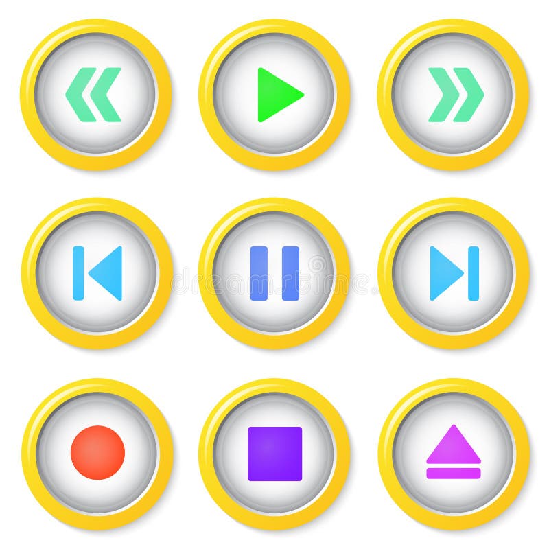 Media Player Buttons Collection. Stock Vector - Illustration of audio ...