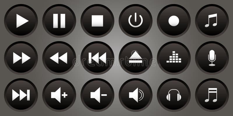 Media Player Buttons. Multimedia Keyboard with Play, Pause, Stop, Skip ...