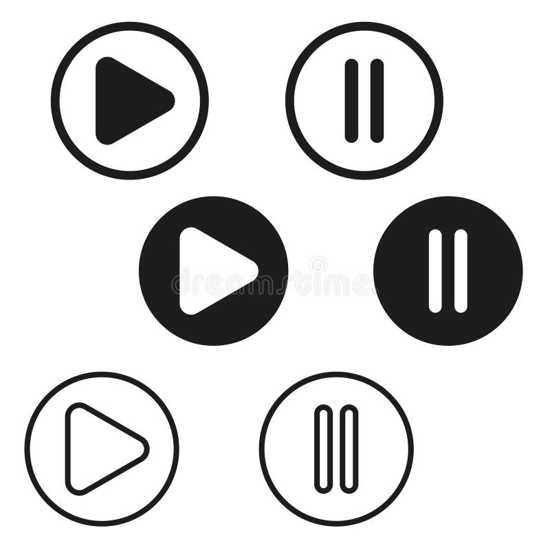 Play and Pause Icon on Transparent Background. Play, Pause and Stop Sign. Video and Music Media ...