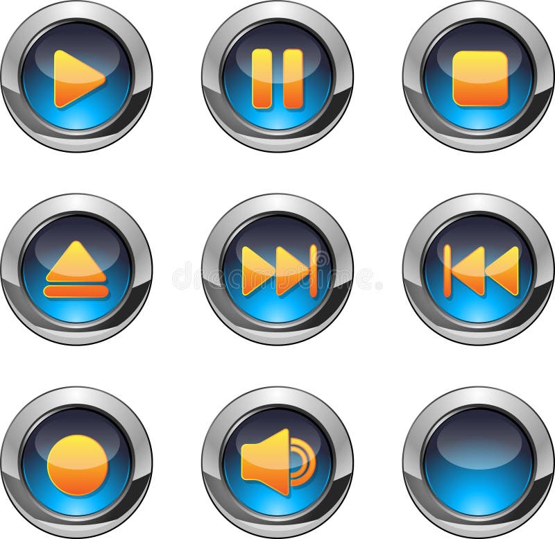 Media player buttons stock vector. Illustration of isolated - 33641276