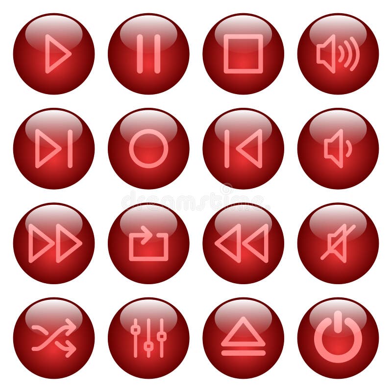 Media player buttons stock vector. Illustration of stop - 62569886