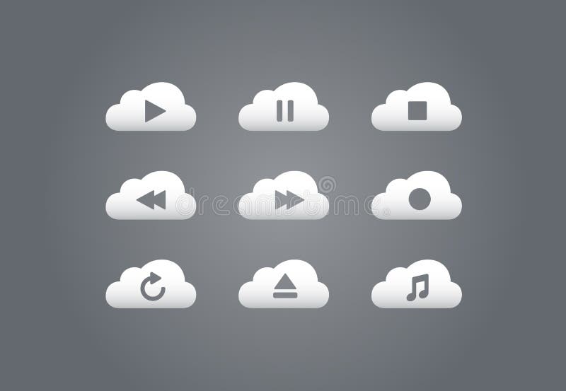 Media Player Cloud Icons stock vector. Illustration of security - 196968900