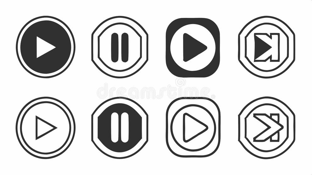 Media Player Control Buttons, Interface Vector Design Generative AI Stock Vector - Illustration ...