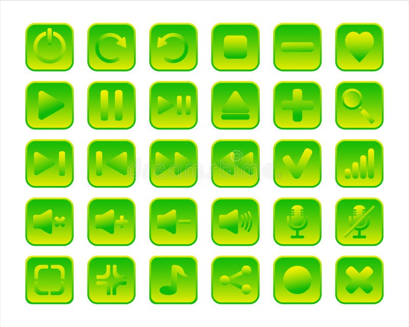Media Player Control Buttons. Square Icons Stock Vector - Illustration ...