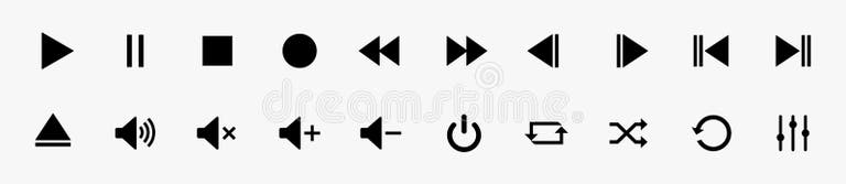 Media Player Control Icon Set, Multimedia Symbols and Audio - Vector ...