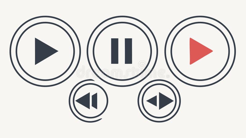 Media Player Controls, Play, Pause, Rewind, Fast Forward. Vector Design Generative AI Stock ...