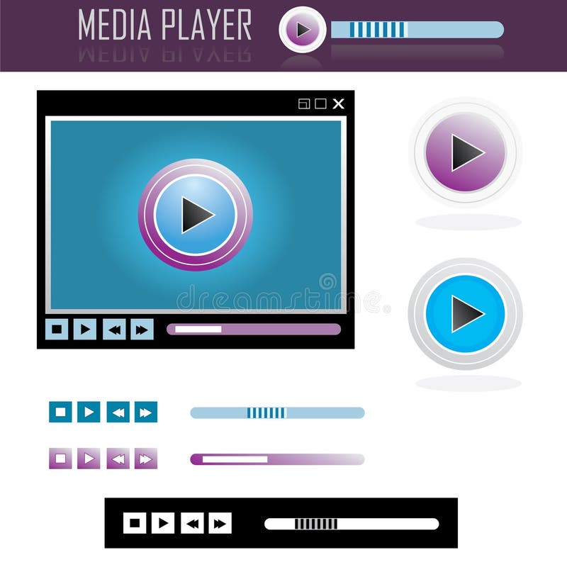 Media player design set stock illustration. Illustration of digital ...