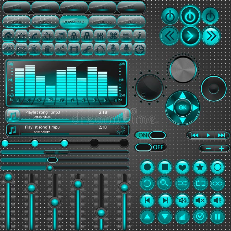 Media Player Elements stock vector. Illustration of glossy - 111619597