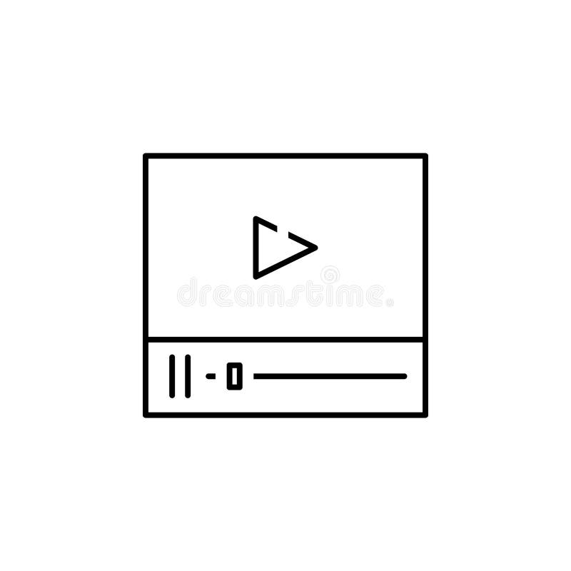Media Player Simple Line Button Set Stock Vector - Illustration of ...