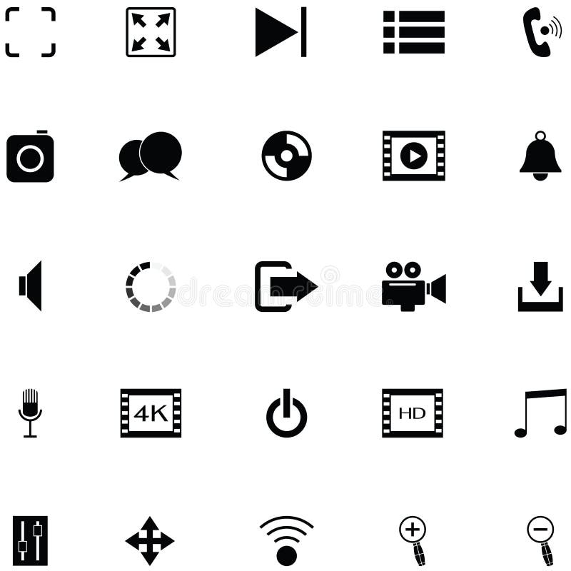 Media player icon set stock vector. Illustration of player - 120568613